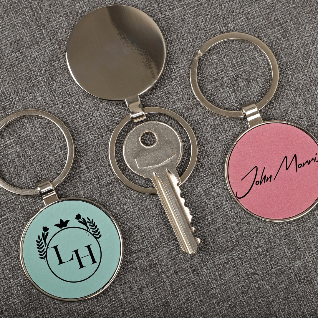 Personalized Leather Keychain, Vegan Leather Keychain, Coordinates Key ...