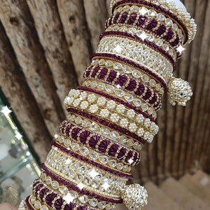 Bangle Stack , Chunky Dangle Bridal Bangles Multi Colour Kundan Bangles ...