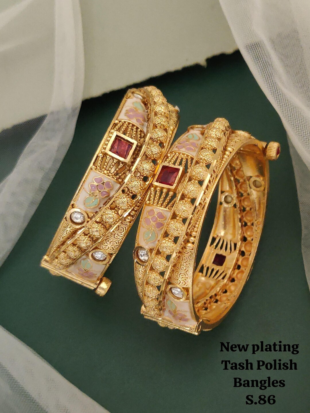 One Gram Gold Plated Bangle Premium Rajwadi Bangles / Golden Raj Wadi ...