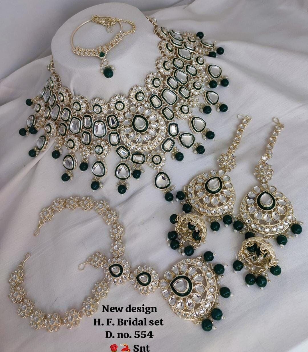 Full Kundan Bridal Sets,sabyasachi Designer Kundan Set/green Kundan ...