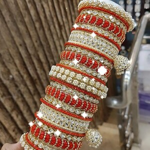 Bangle Stack , Chunky Dangle Bridal Bangles Multi Colour Kundan Bangles ...