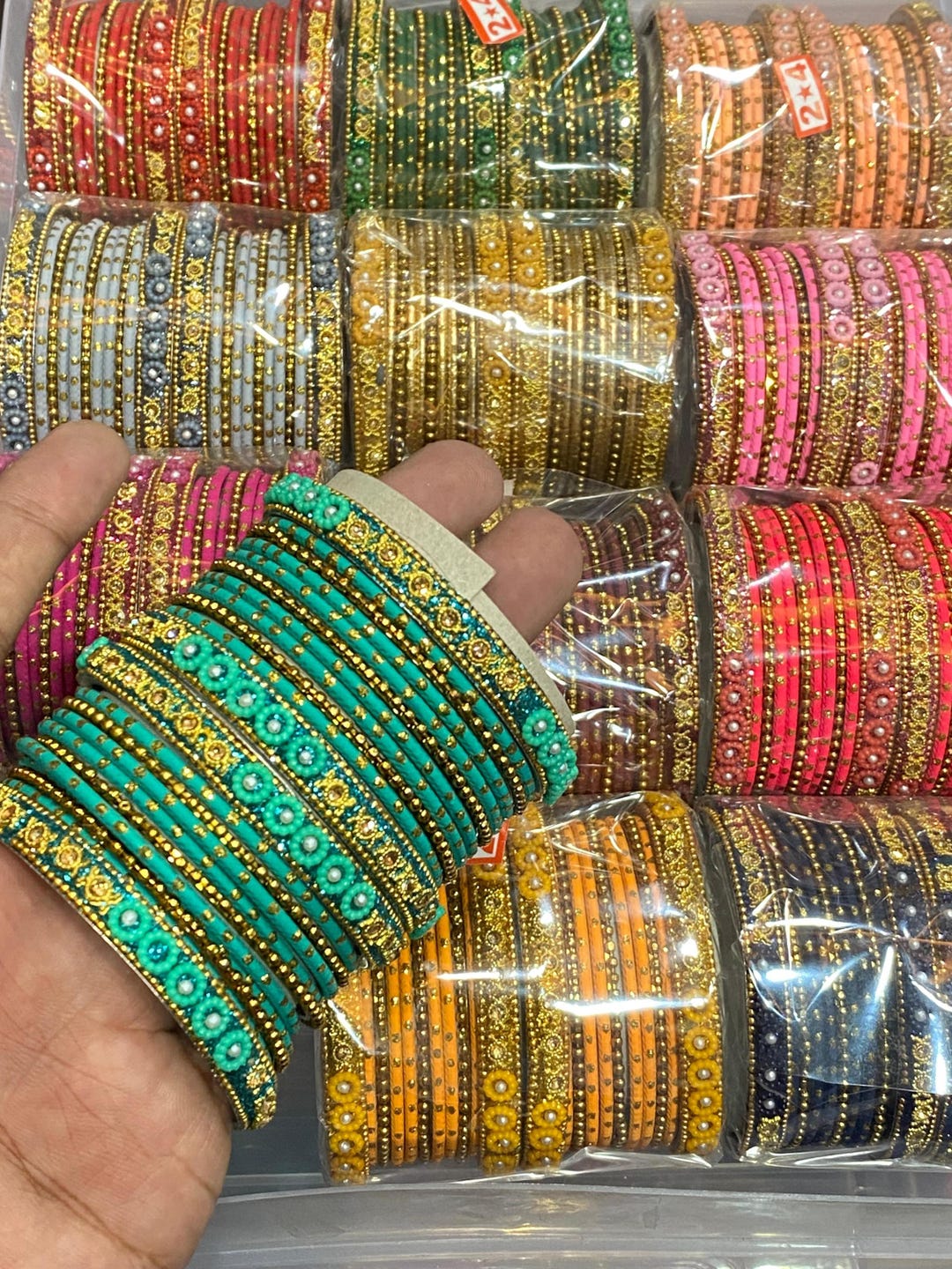 Multi Colours Bangles Combo Box, Multi Colour Stone Indian Asian ...