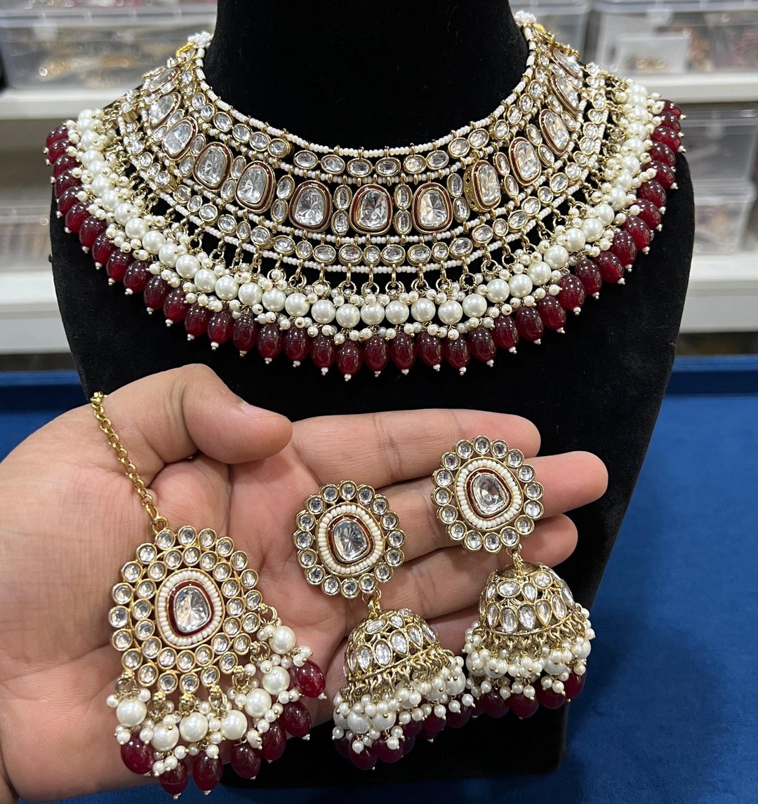 Heavy Kundan Pearls Beaded Bridal Sets, Designer Kundan Set/green ...