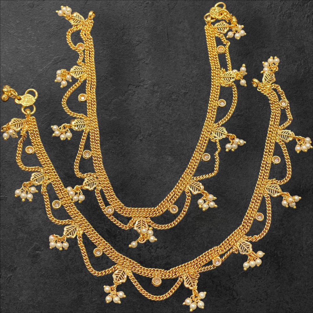Gold Plated Anklet Pair/payal/moti Payal/jhanjran/panjeb/pajeb/indian ...
