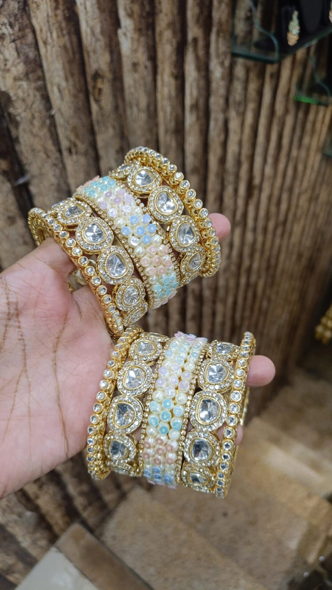 High Demanded Tikki Kundan Bangles Set , Golden Multi Colour Indian Asian Bangles Wedding ...