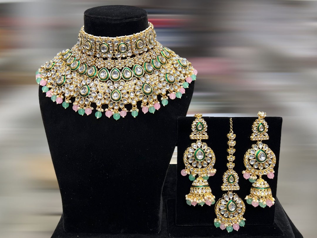 Sabyasachi Designer Kundan Set/green Kundan Bridal Set/kundan Bridal ...