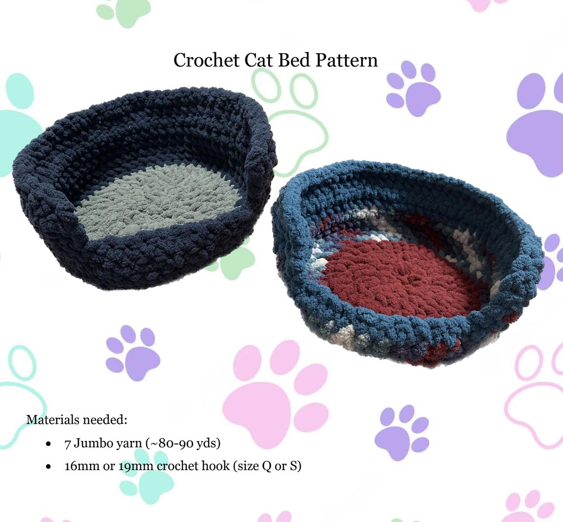 Simple Crochet Cat Bed Pattern (PDF File) - in English - Etsy