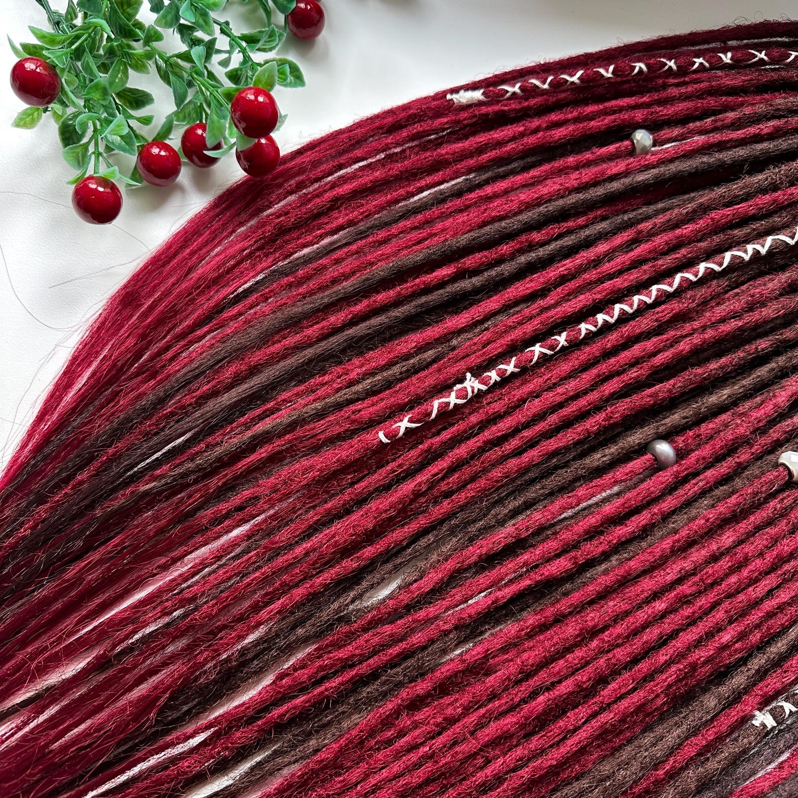 Burgundy & Brown DE Dreads | Synthetic Hair Extensions With Silver ...