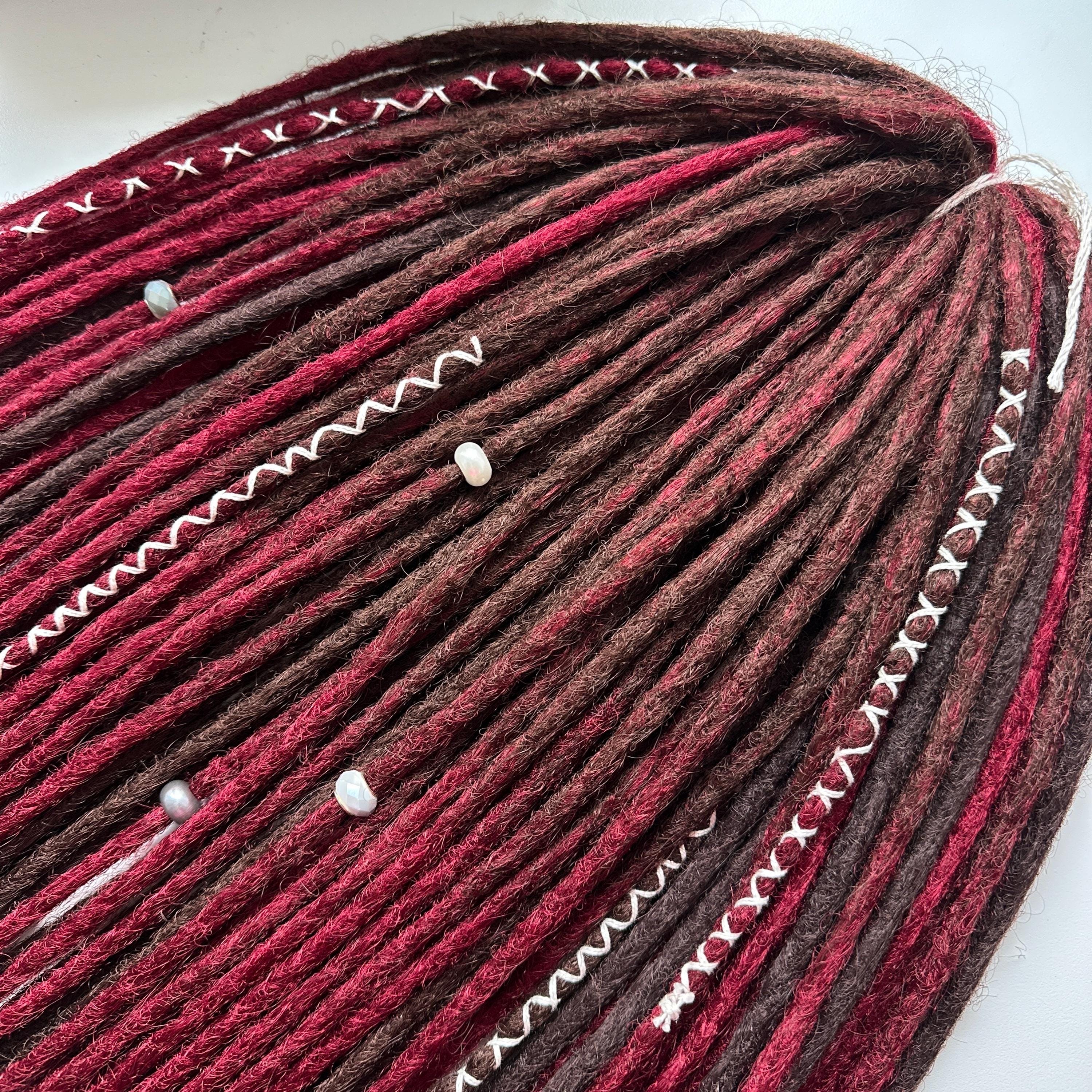 Burgundy & Brown DE Dreads | Synthetic Hair Extensions With Silver ...