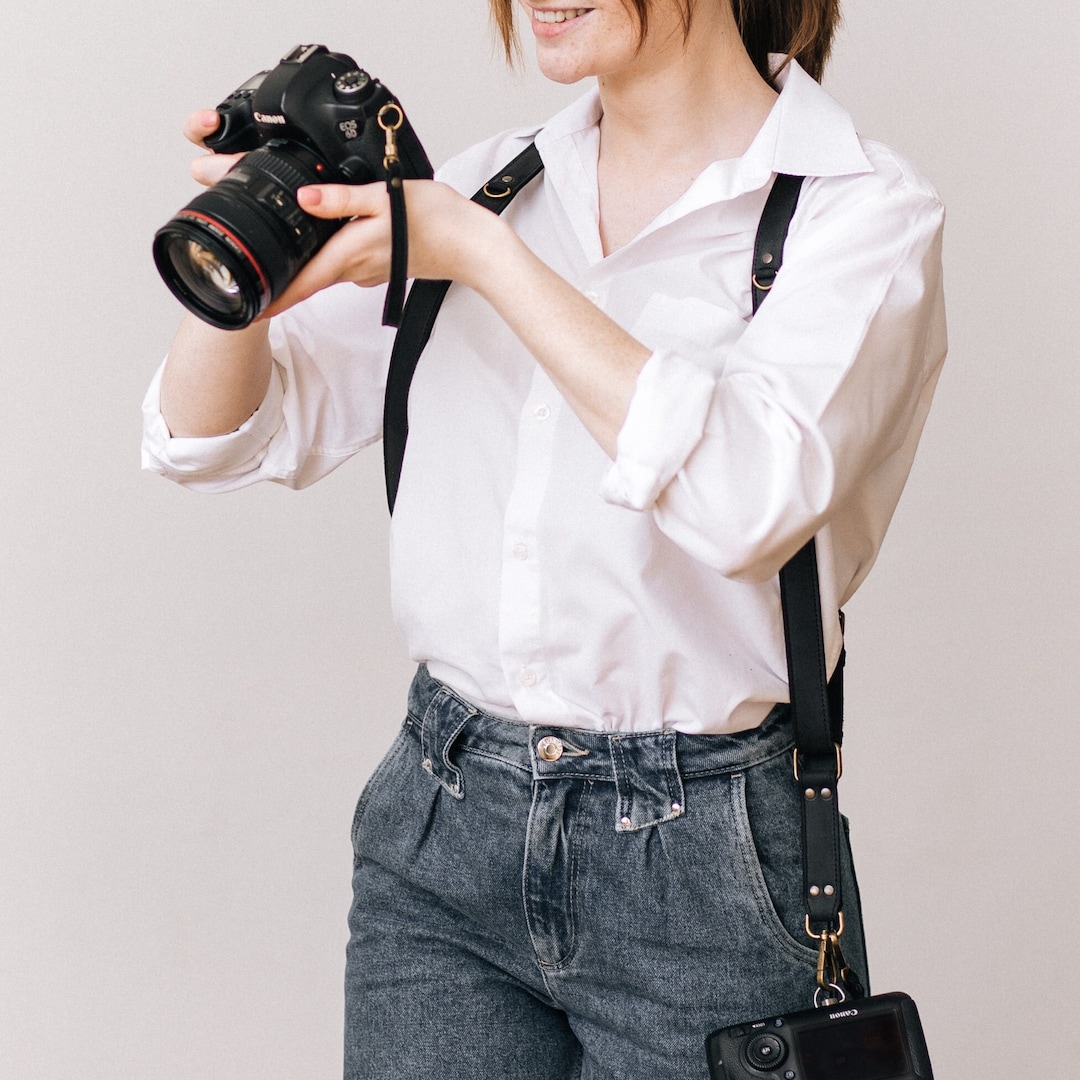 Leather Camera Harness, Two Camera Holster, Dual Camera Strap, Sling ...