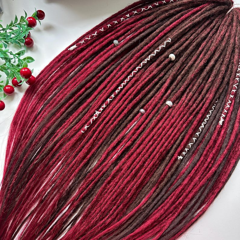 Burgundy & Brown DE Dreads | Synthetic Hair Extensions With Silver ...