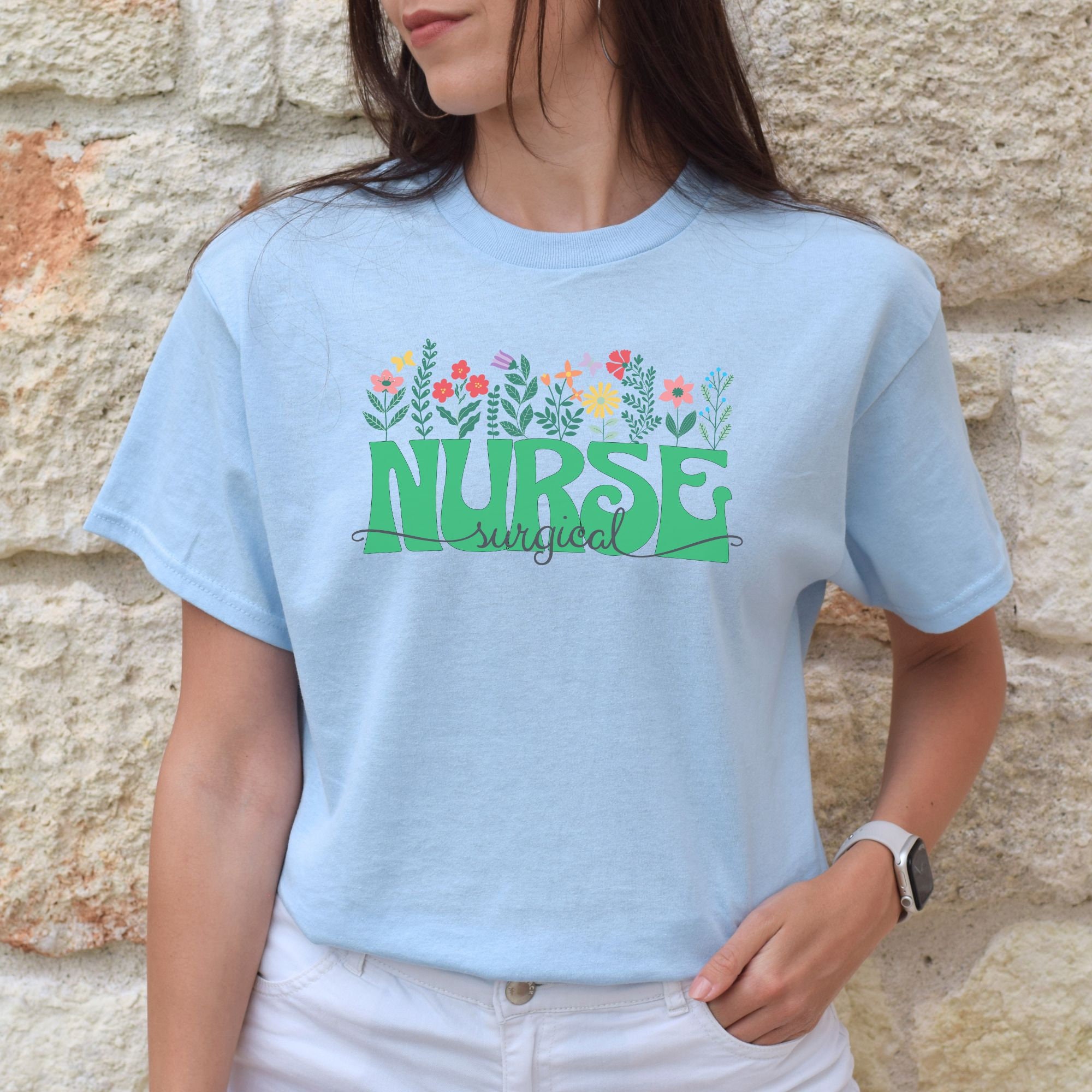 Flower Surgical Nurse Shirt, Spring Floral Nurse Appreciation T-shirt ...