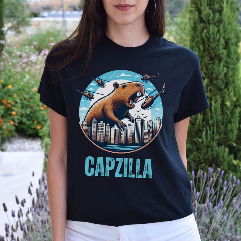 Japanese Monster Zilla Movie Capybara Shirt, Animal Lover T-shirt, Cute ...