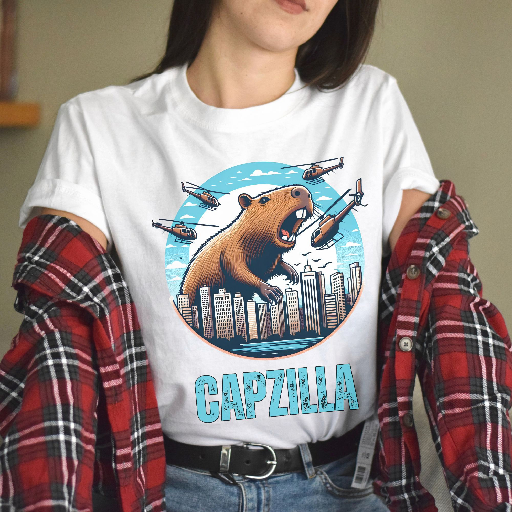 Japanese Monster Zilla Movie Capybara Shirt, Animal Lover T-shirt, Cute ...