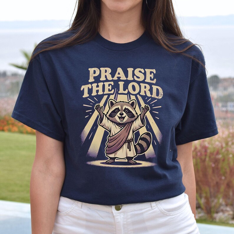 Funny Jesus Raccoon Shirt, Cute Christian Trash Panda T-shirt, Praise ...