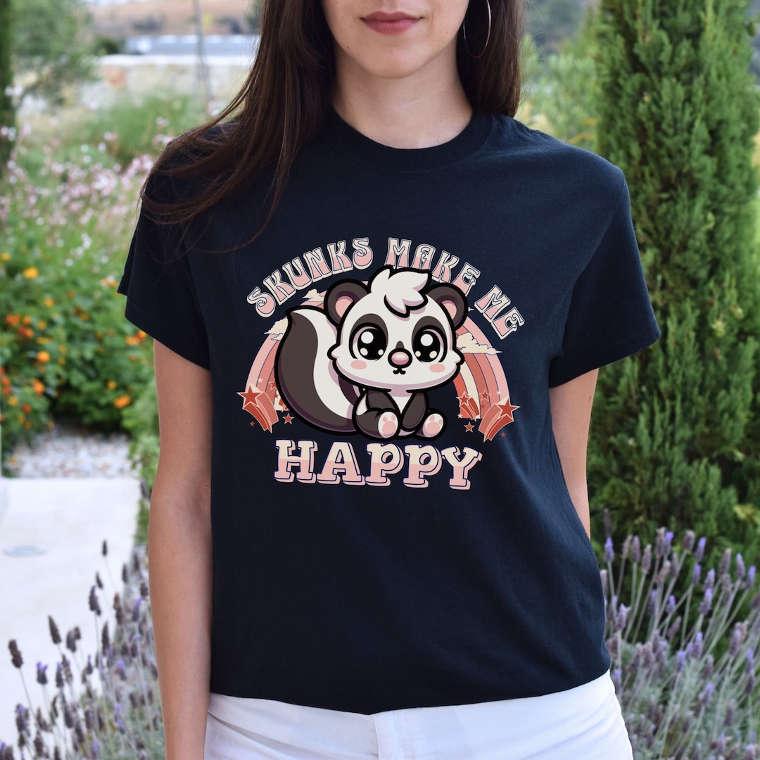 Cute Make Me Happy Skunk Shirt for Coffee Lover, Funny Street Cat T ...