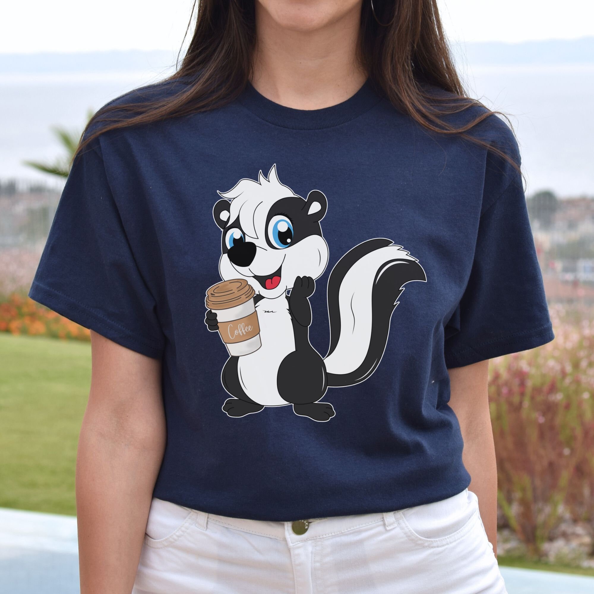 Cute Skunk Shirt for Coffee Lover, Funny Street Cat T-shirt, Animal Tee ...
