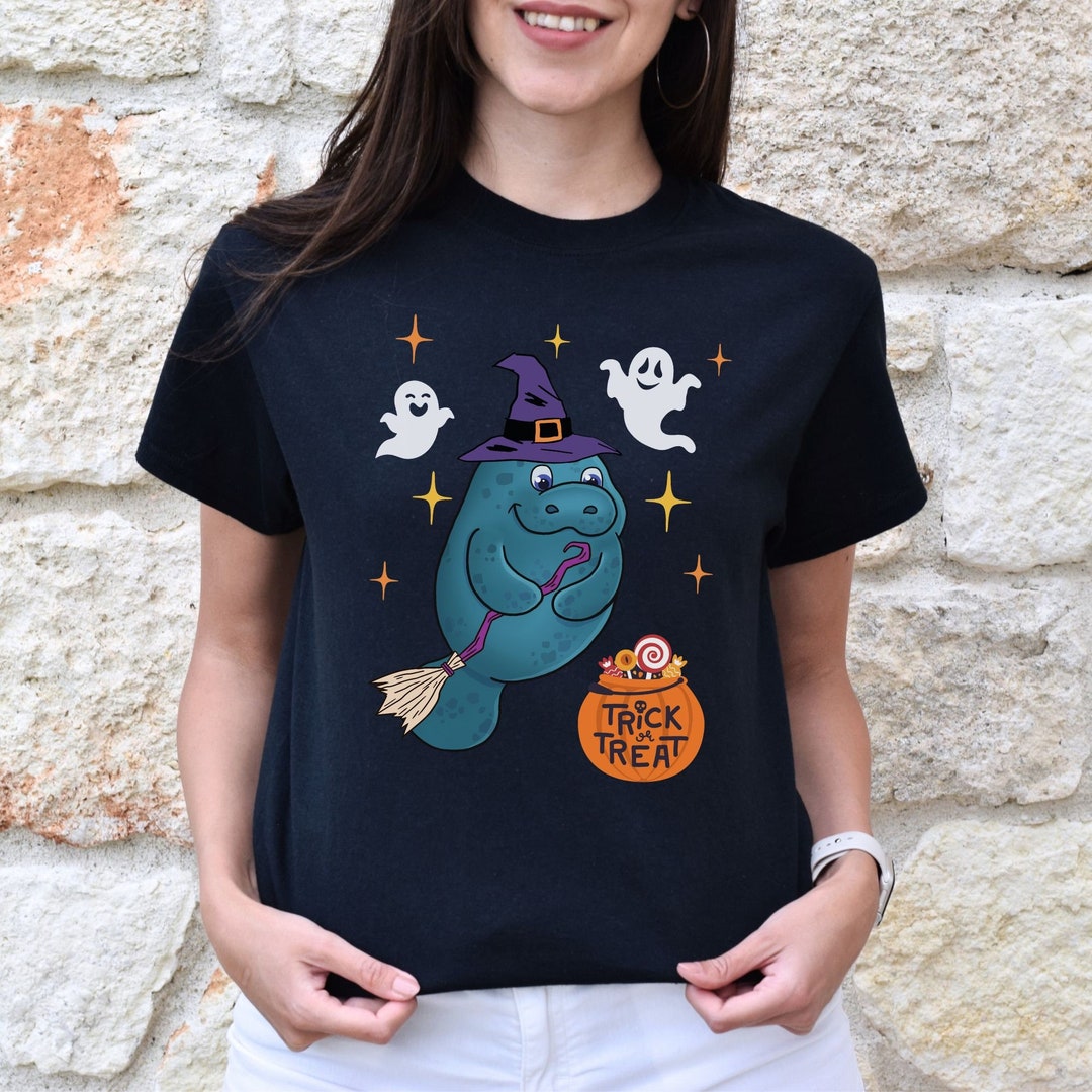 Halloween Manatee Shirt, Funny Witch Manatee T-shirt, Spooky Season ...