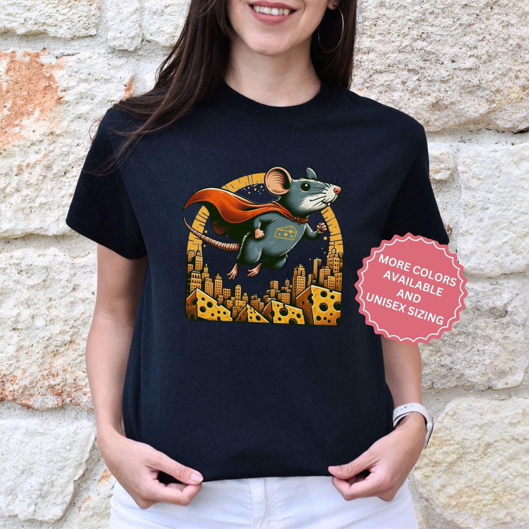 Funny Flying Rat Shirt for Animal Lover, Cheese Rodent T-shirt, Super ...