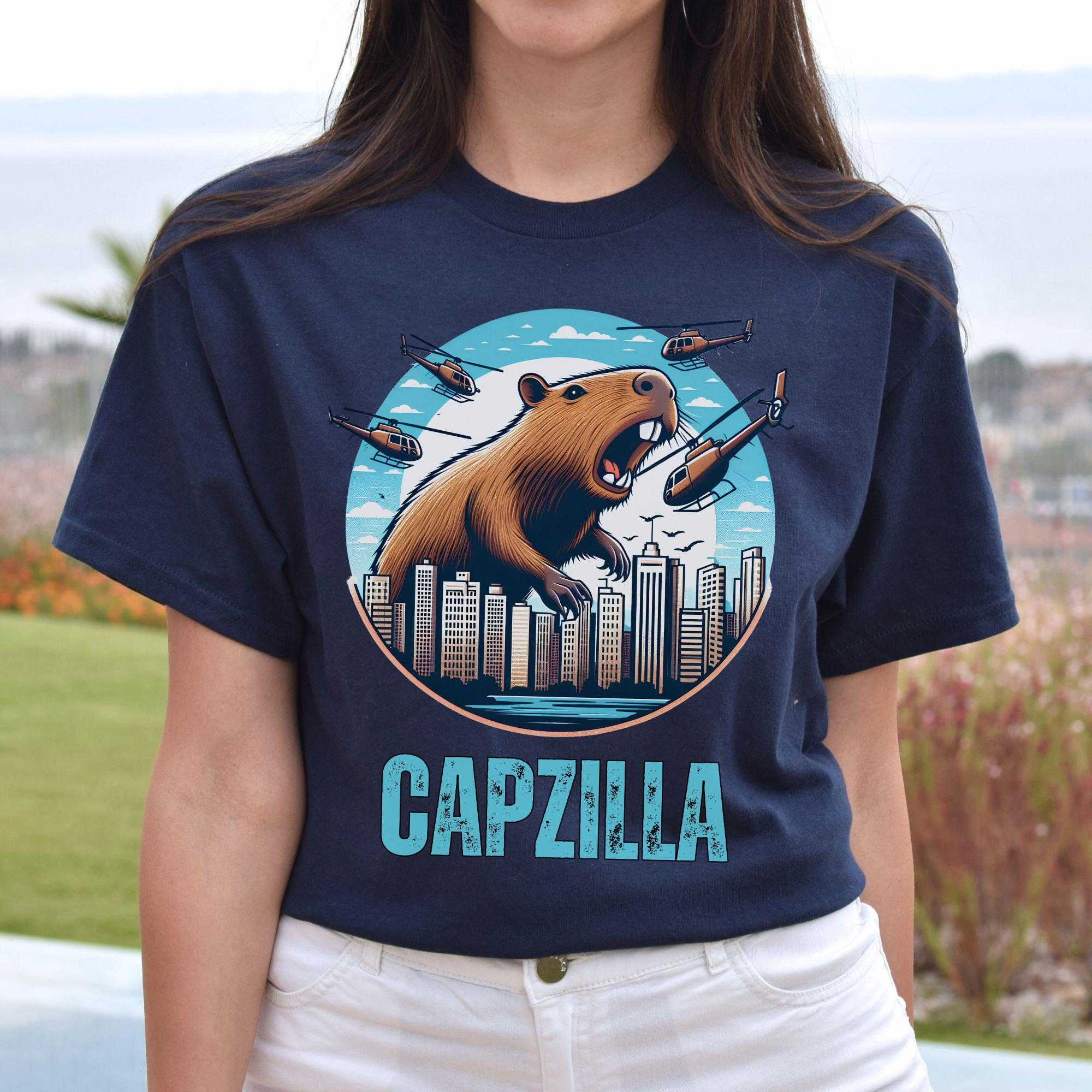 Japanese Monster Zilla Movie Capybara Shirt, Animal Lover T-shirt, Cute ...