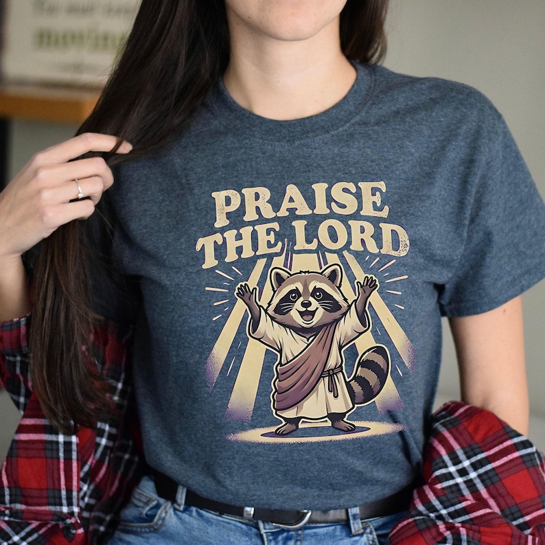 Funny Jesus Raccoon Shirt, Cute Christian Trash Panda T-shirt, Praise ...