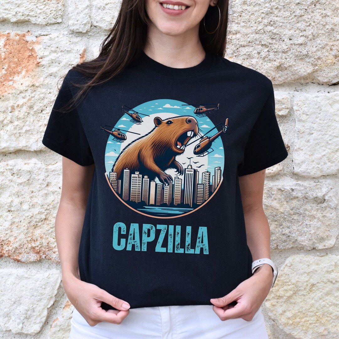 Japanese Monster Zilla Movie Capybara Shirt, Animal Lover T-shirt, Cute ...