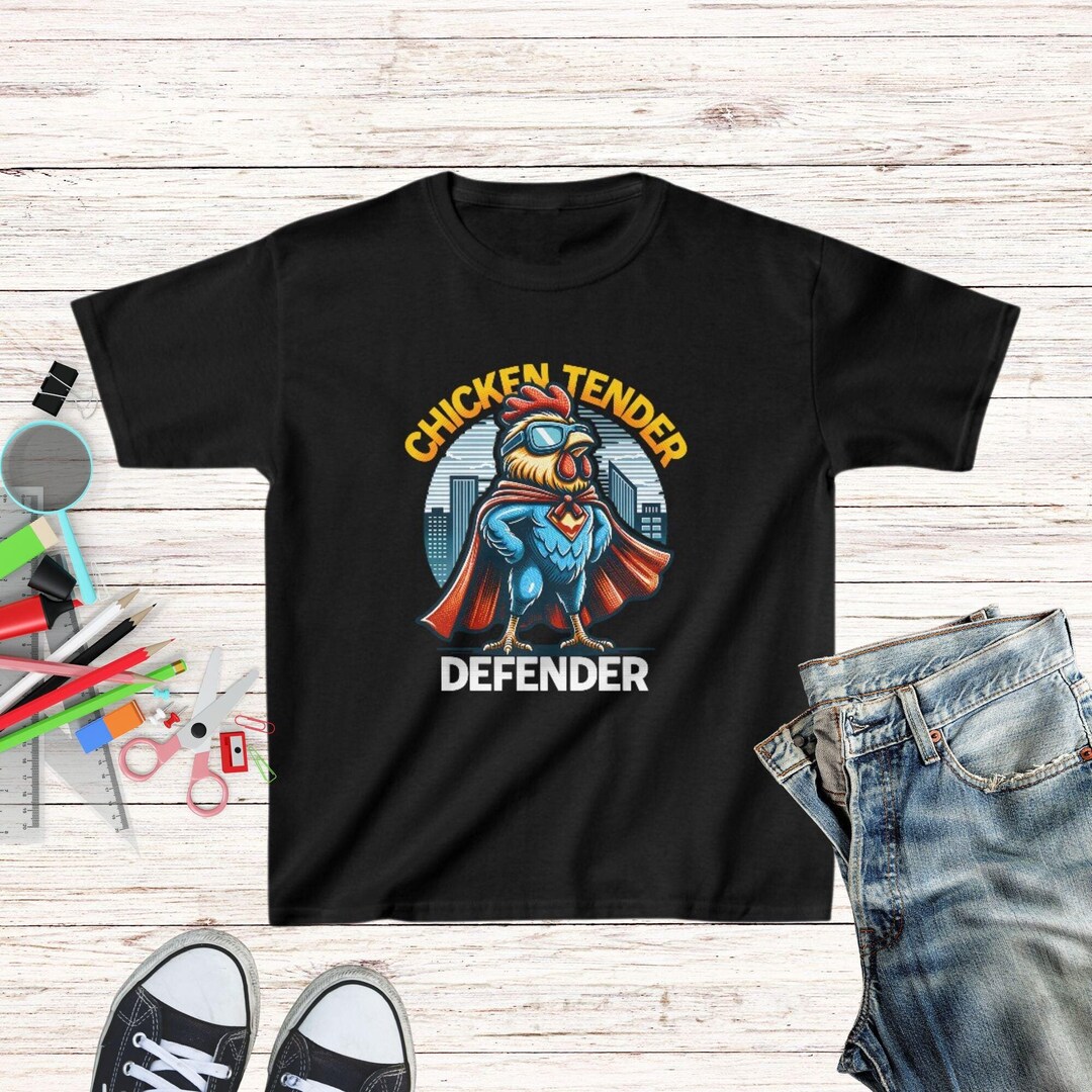 Funny Kids Tee Chicken Tender Defender Super Shirt, Chicken Nuggets T ...