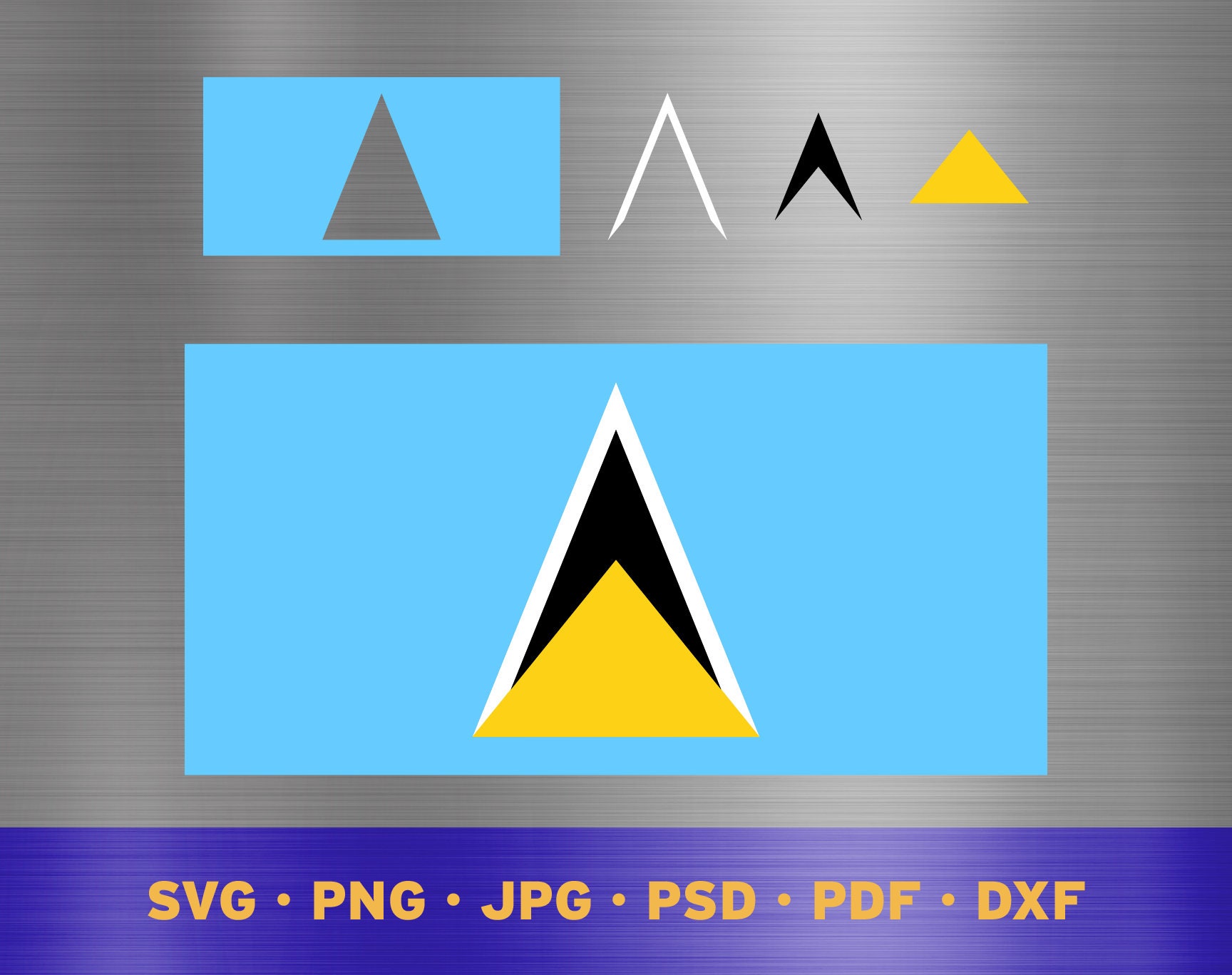 Saint Lucia Flag Svg Layered, Saint Lucian Flag Svg, Saint Lucian Flag ...