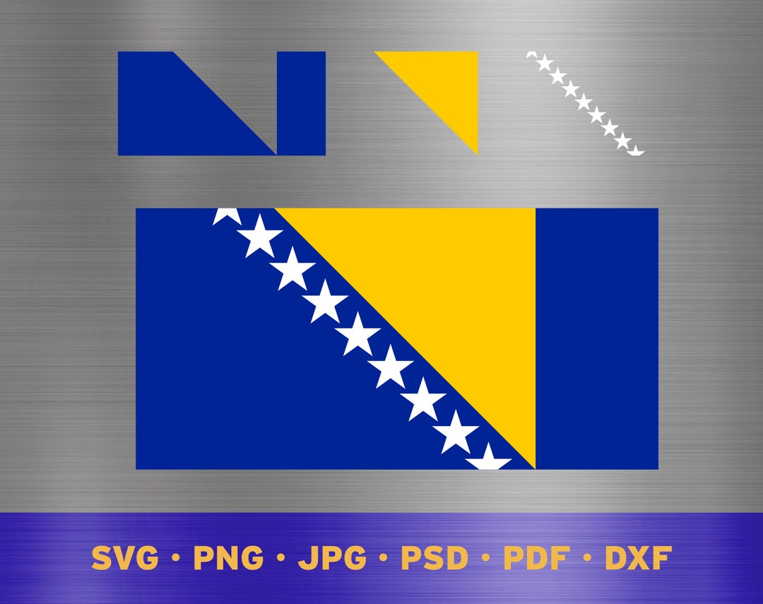 Bosnia and Herzegovina Flag Svg Layered, Bosnian Flag Svg, Bosnian Flag ...