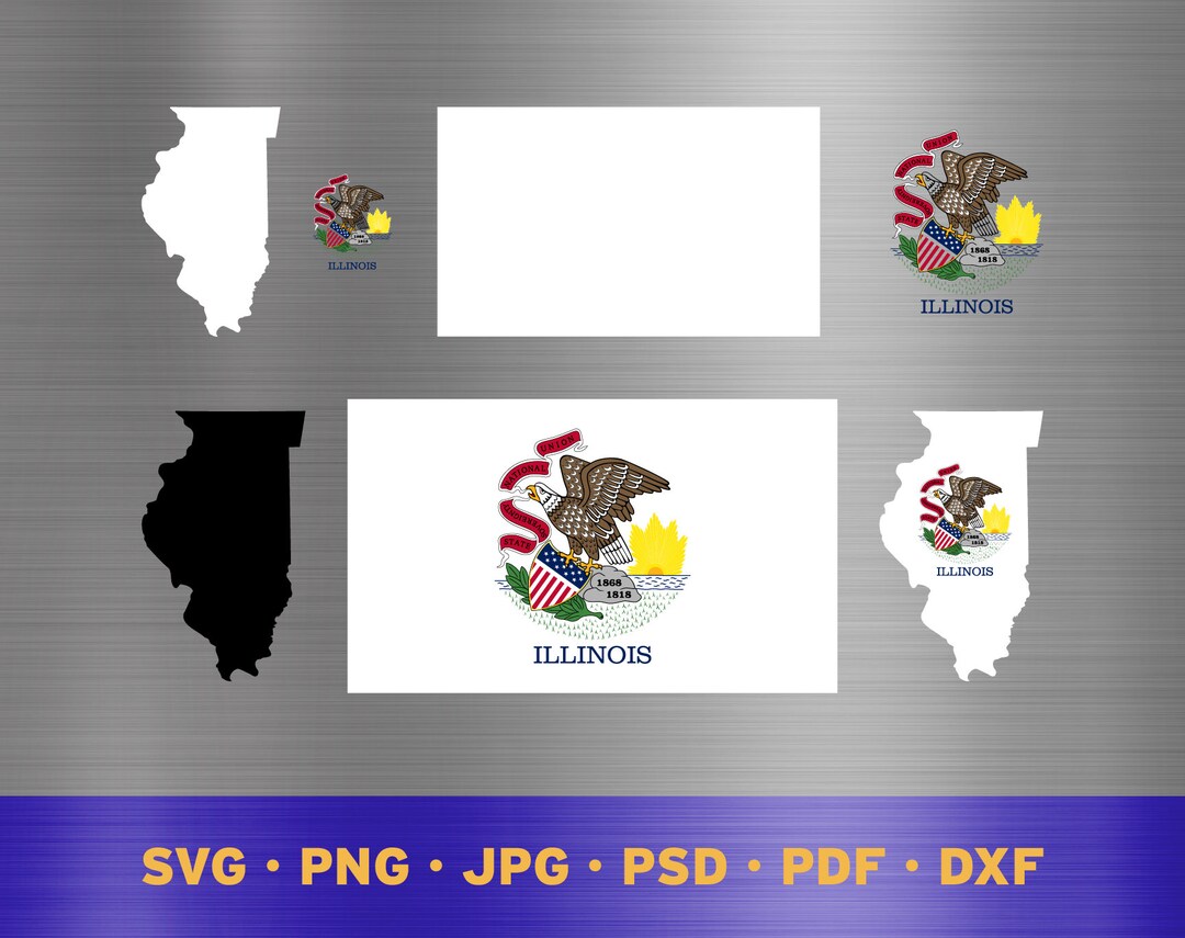 Illinois State Flag Svg Layered, Illinois State Flag Cricut, Illinois ...