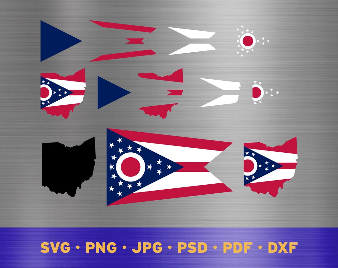 Ohio State Flag Svg Layered, Ohio State Flag Cricut, Ohio State Flag ...