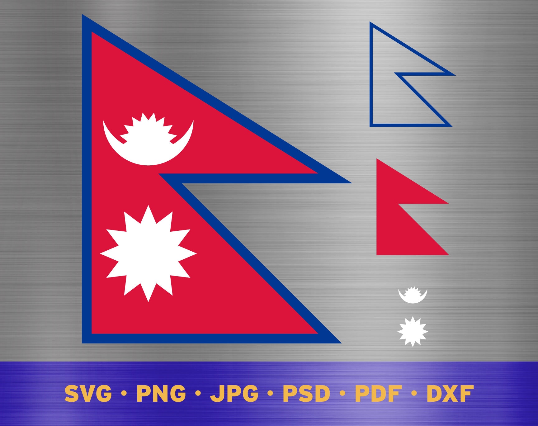 Nepal Flag Svg Layered, Nepali Flag Svg, Nepali Flag Cricut, Nepal Flag ...