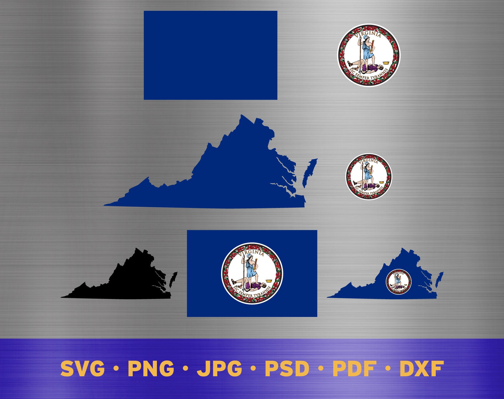 Virginia State Flag Svg Layered, Virginia State Flag Cricut, Virginia ...