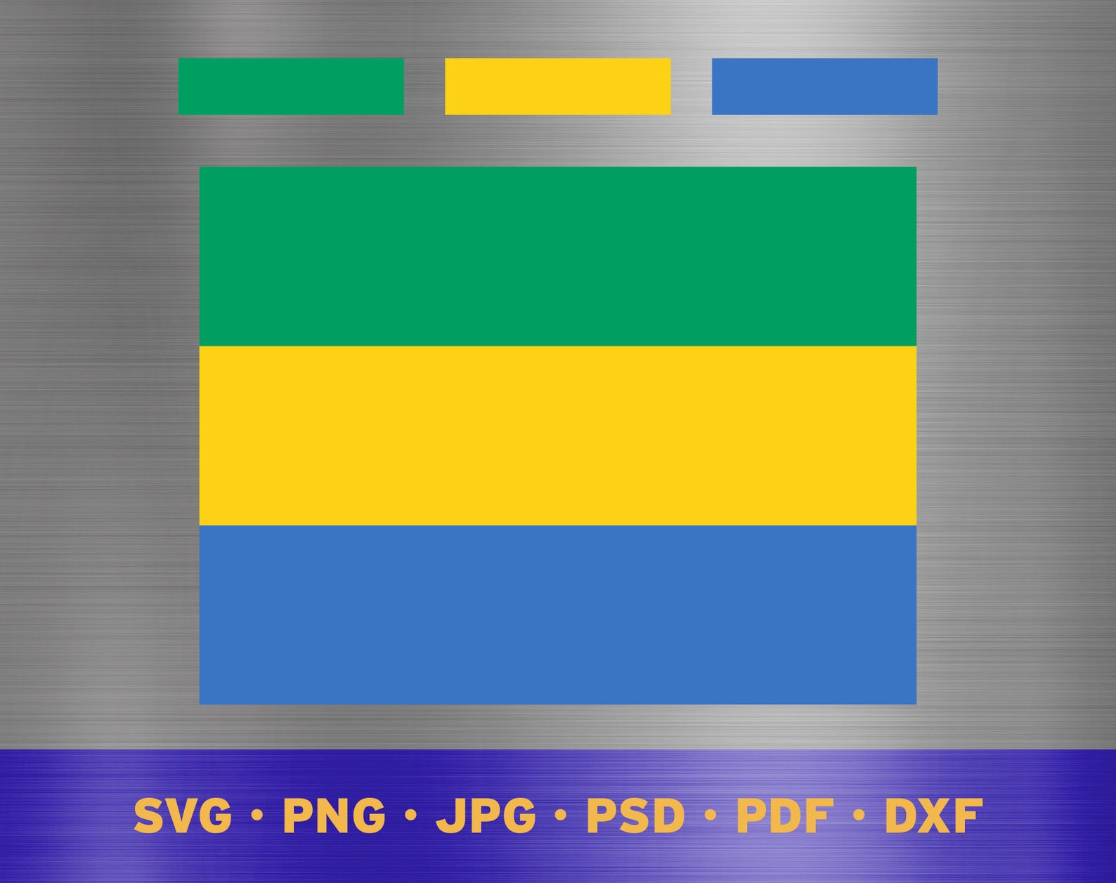 Gabon Flag Svg Layered, Gabonese Flag Svg, Gabonese Flag Cricut, Gabon ...