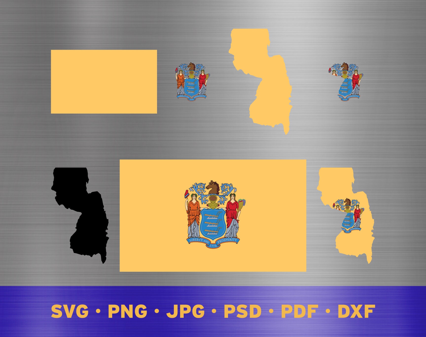 New Jersey State Flag Svg Layered, New Jersey State Flag Cricut, New ...