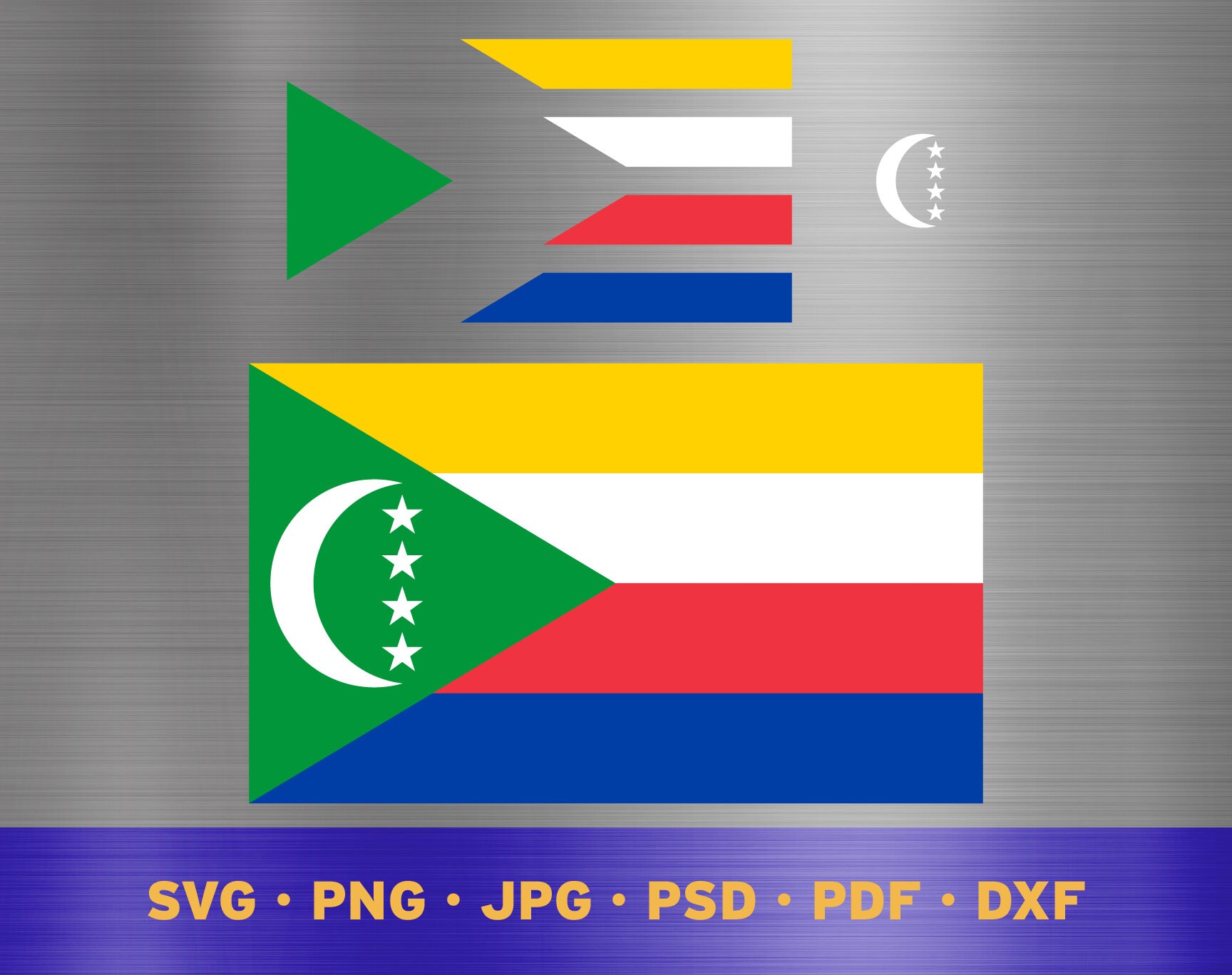 Comoros Flag Svg Layered, Comorian Flag Svg, Comorian Flag Cricut ...