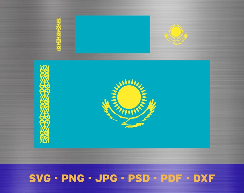 Kazakhstan Flag Svg Layered, Kazakh Flag Svg, Kazakh Flag Cricut ...