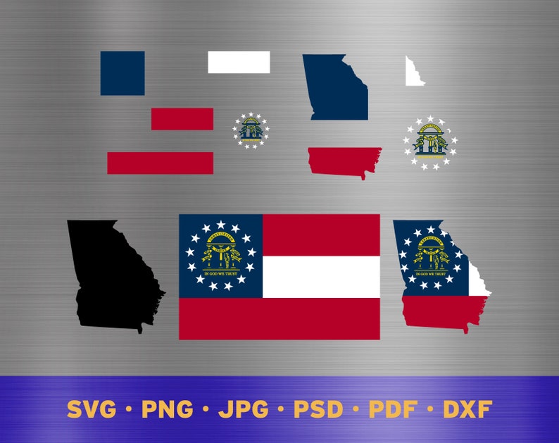 Georgia State Flag Svg Layered, Georgia State Flag Cricut, Georgia ...