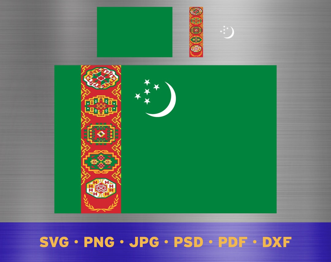 Turkmenistan Flag Svg Layered, Turkmenistani Flag Svg, Turkmen Flag ...