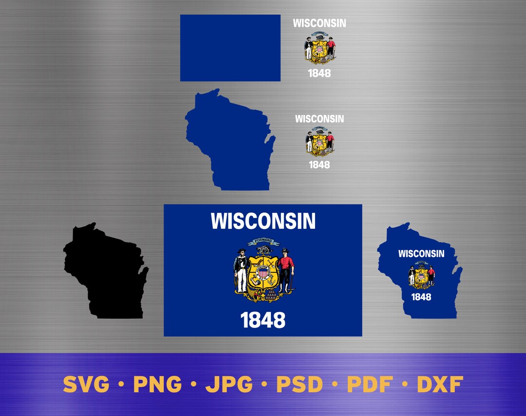 Wisconsin State Flag Svg Layered, Wisconsin State Flag Cricut ...