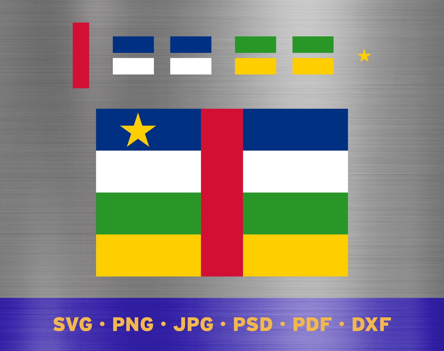 Central African Republic Flag Svg Layered, Central African Flag Svg ...