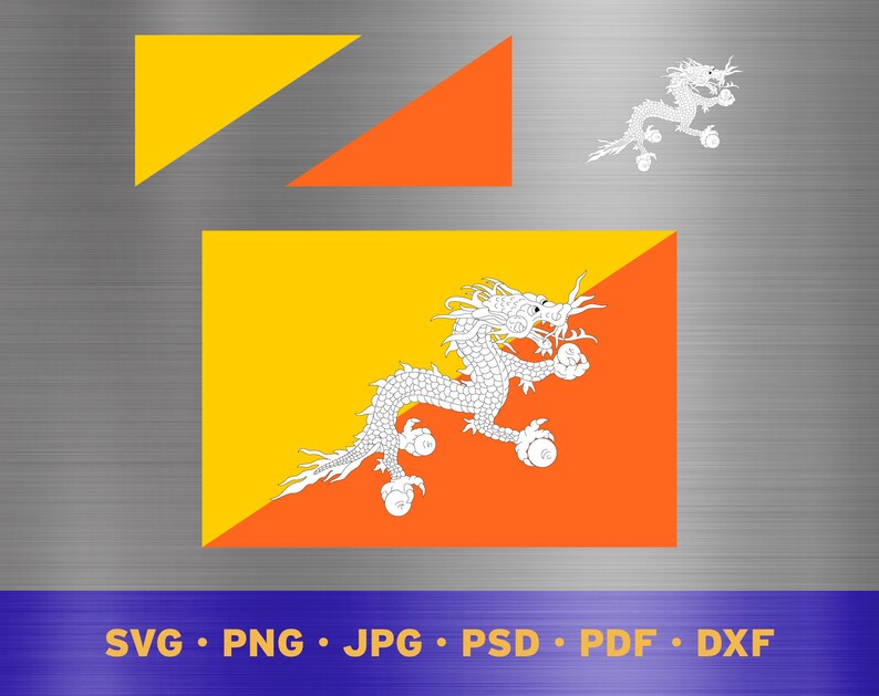 Bhutan Flag Svg Layered, Bhutanese Flag Svg, Bhutanese Flag Cricut ...