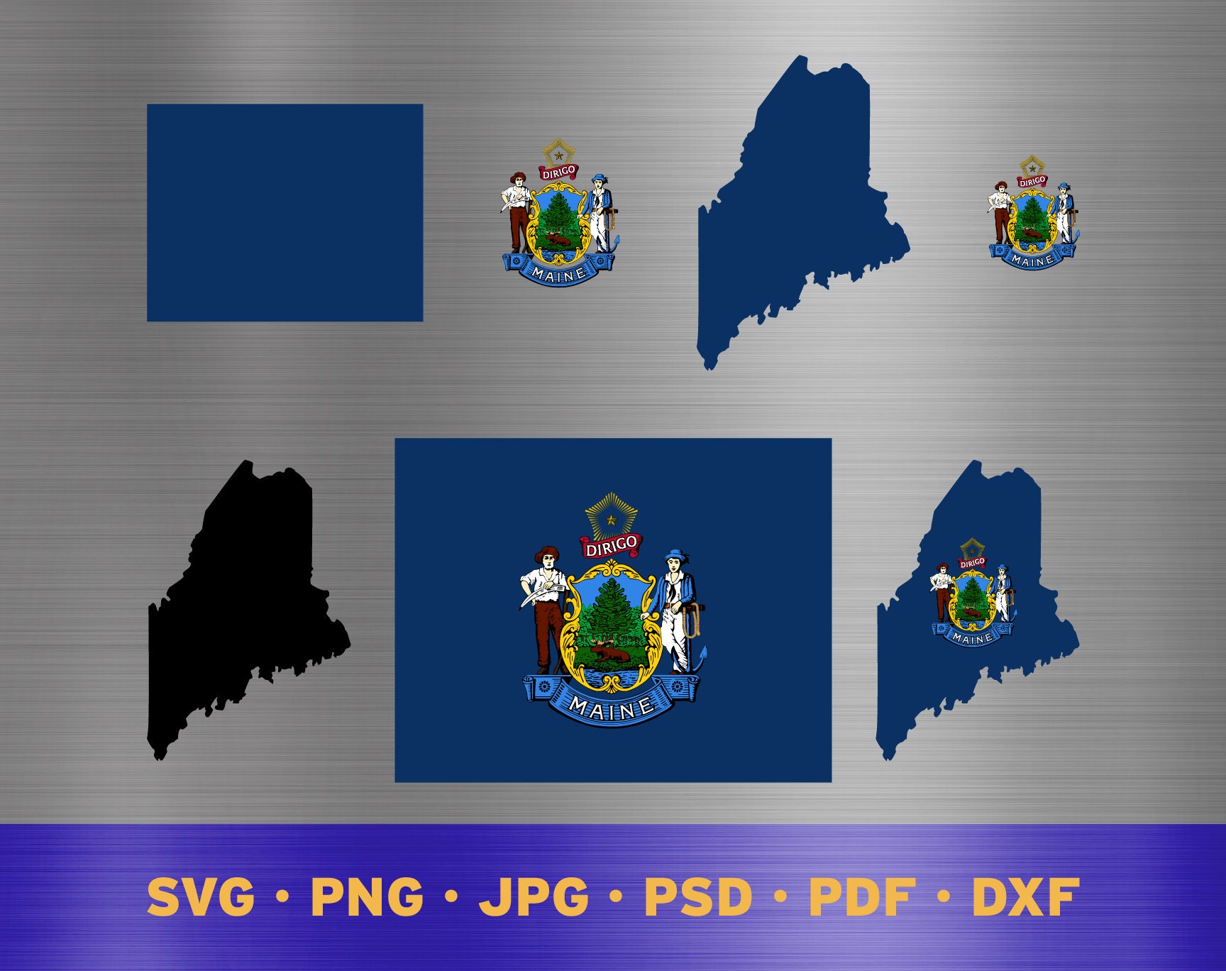 Maine State Flag Svg Layered, Maine State Flag Cricut, Maine State Flag ...