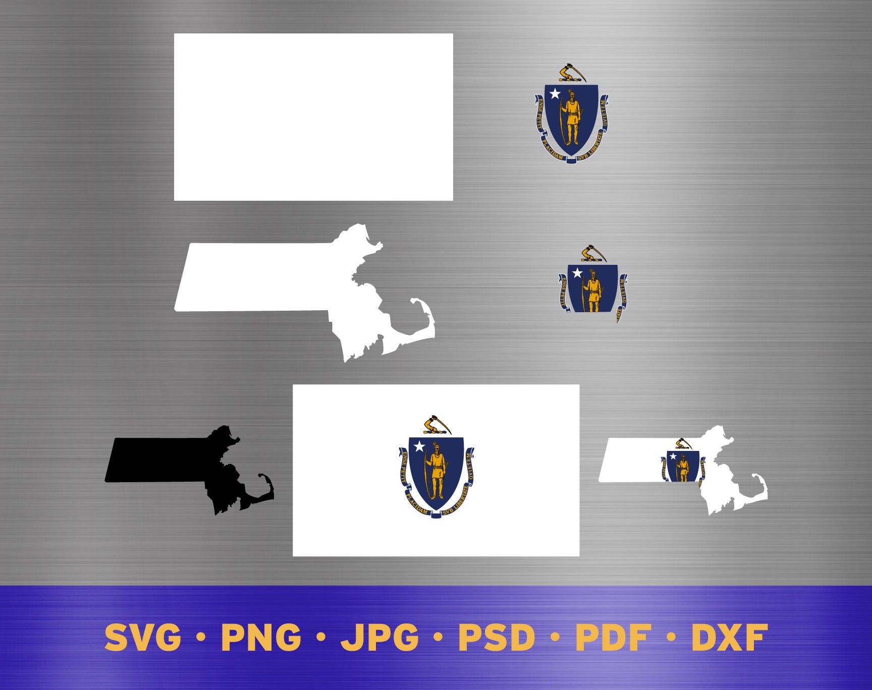 Massachusetts State Flag Svg Layered, Massachusetts State Flag Cricut ...