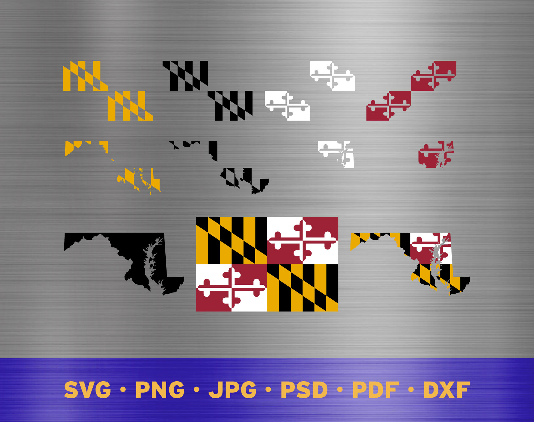 Maryland State Flag Svg Layered, Maryland State Flag Cricut, Maryland ...