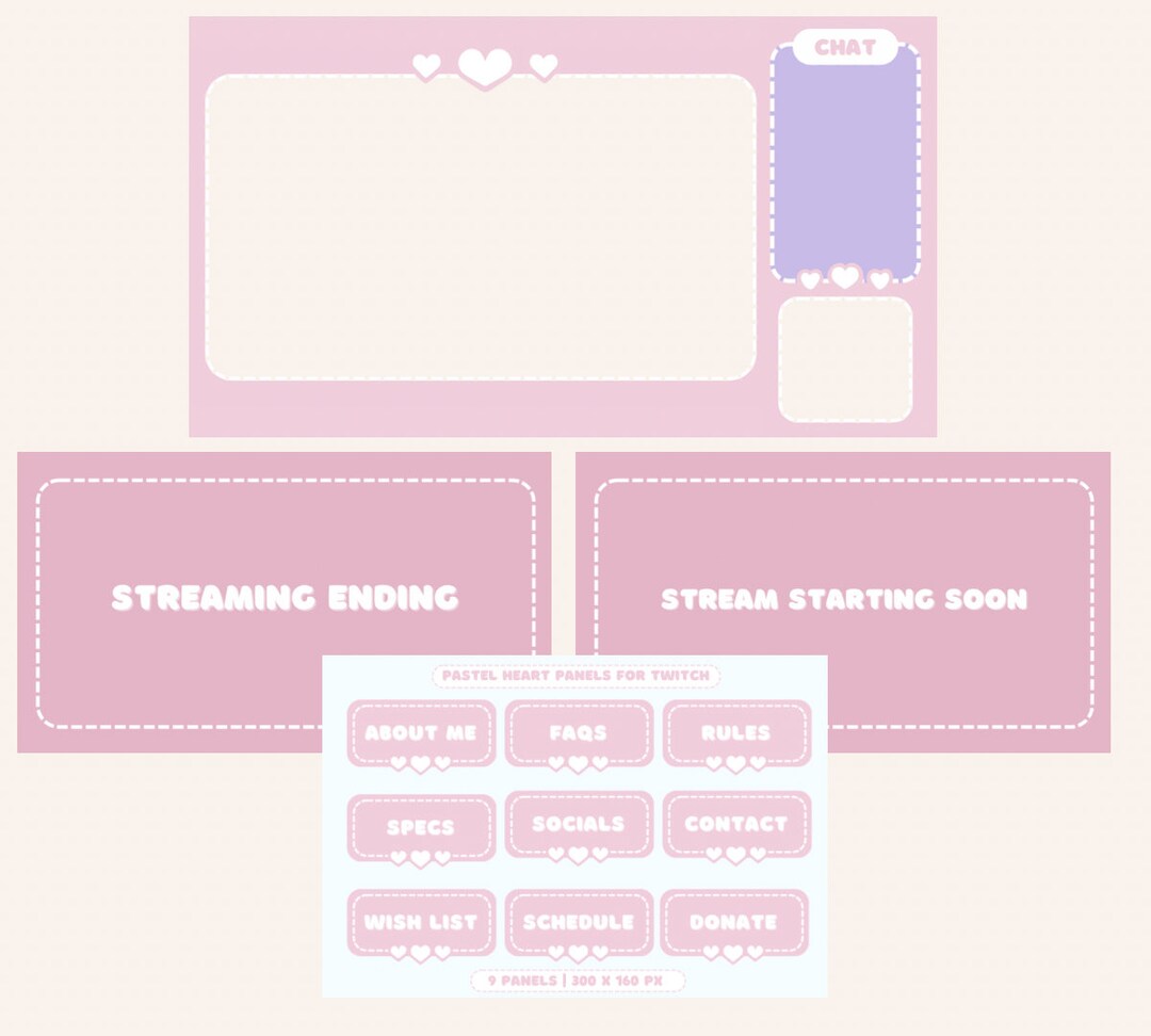 Pink Simple Stream Overlay Package for Twitch | Cute Twitch Theme ...