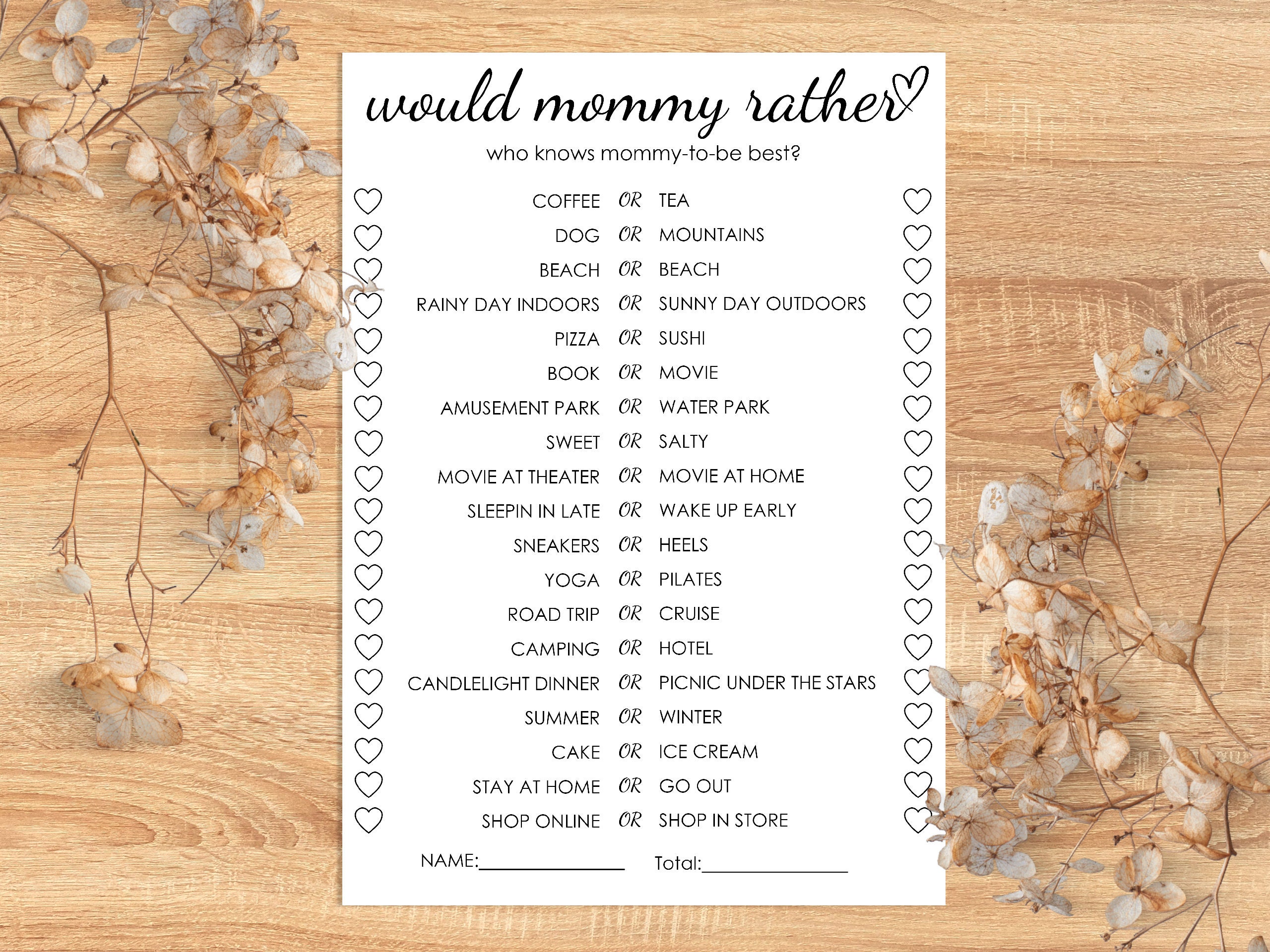Would Mommy Rather Baby Shower Game | Baby Shower Games Printable | Who ...