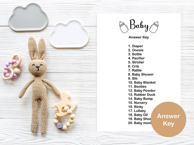 Baby Shower Word Scramble With Answer Key, Baby Shower Games, Baby ...