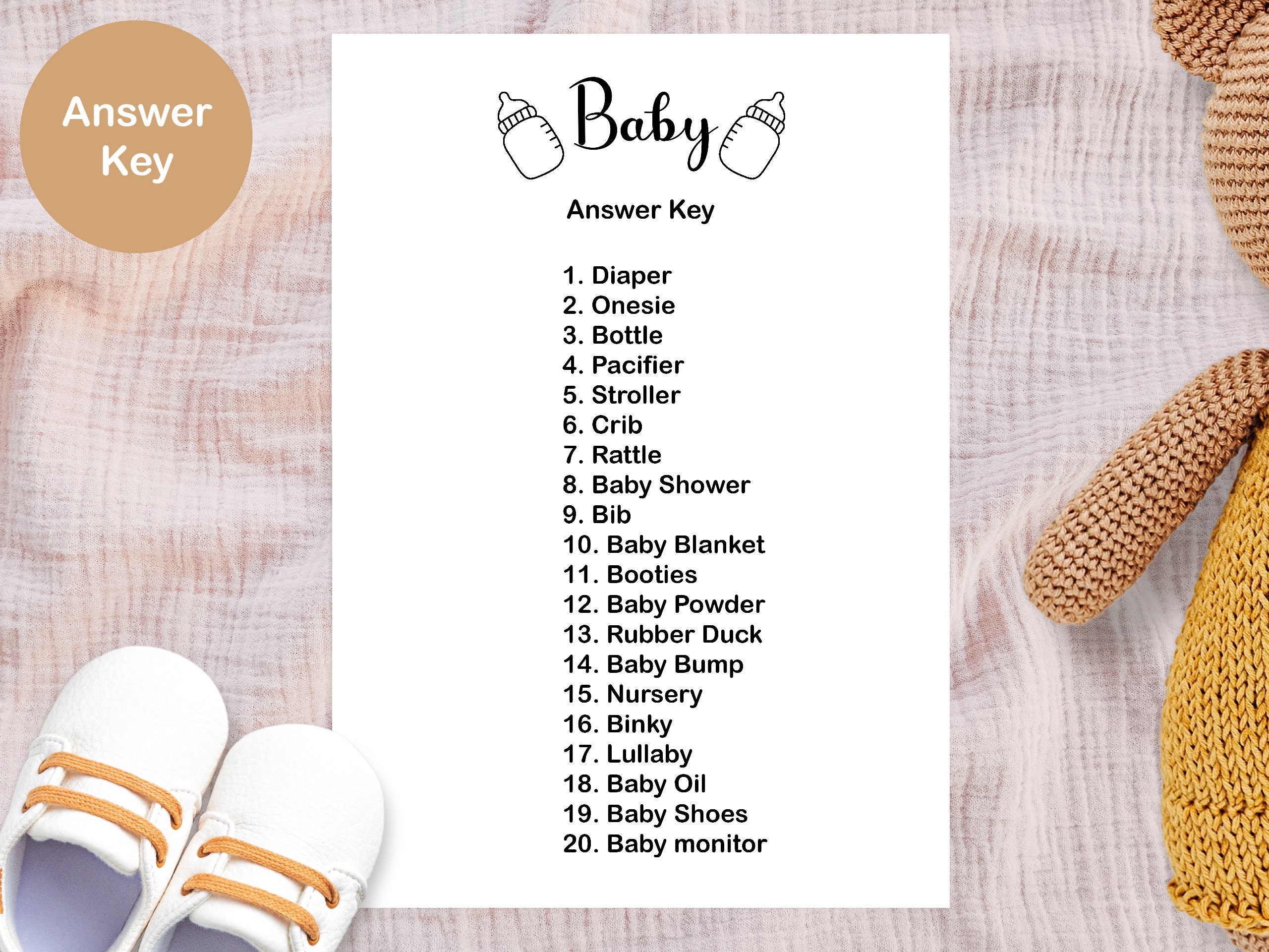 Baby Shower Word Scramble With Answer Key, Baby Shower Games, Baby ...