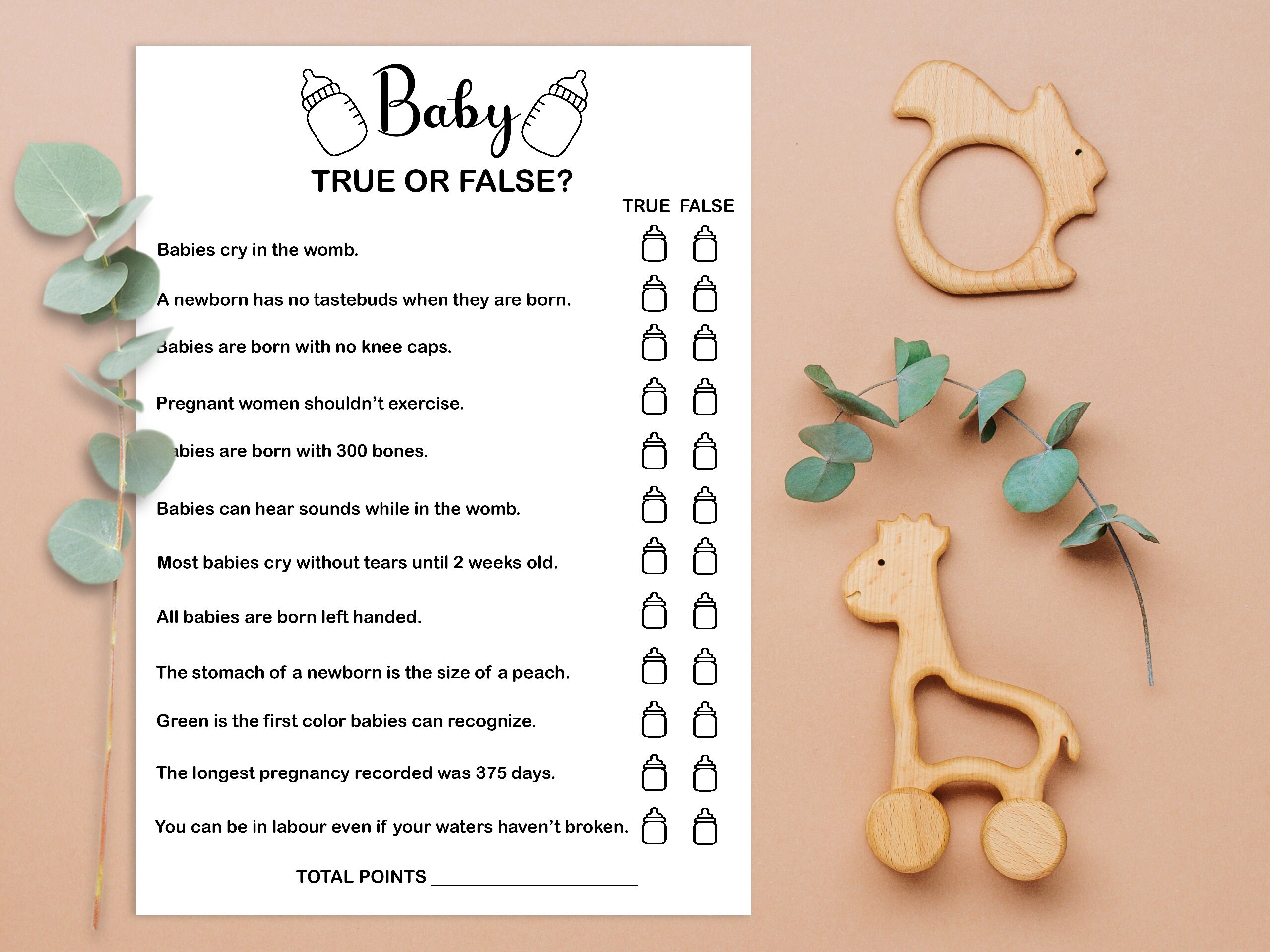 Baby Shower Game True or False, Baby True or False, Instant Download ...